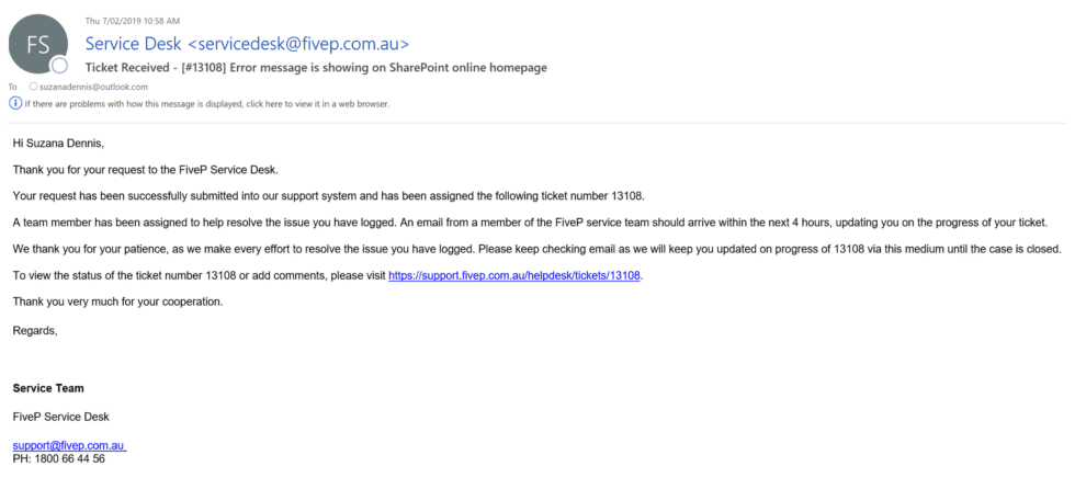 Logging a new ticket | FiveP